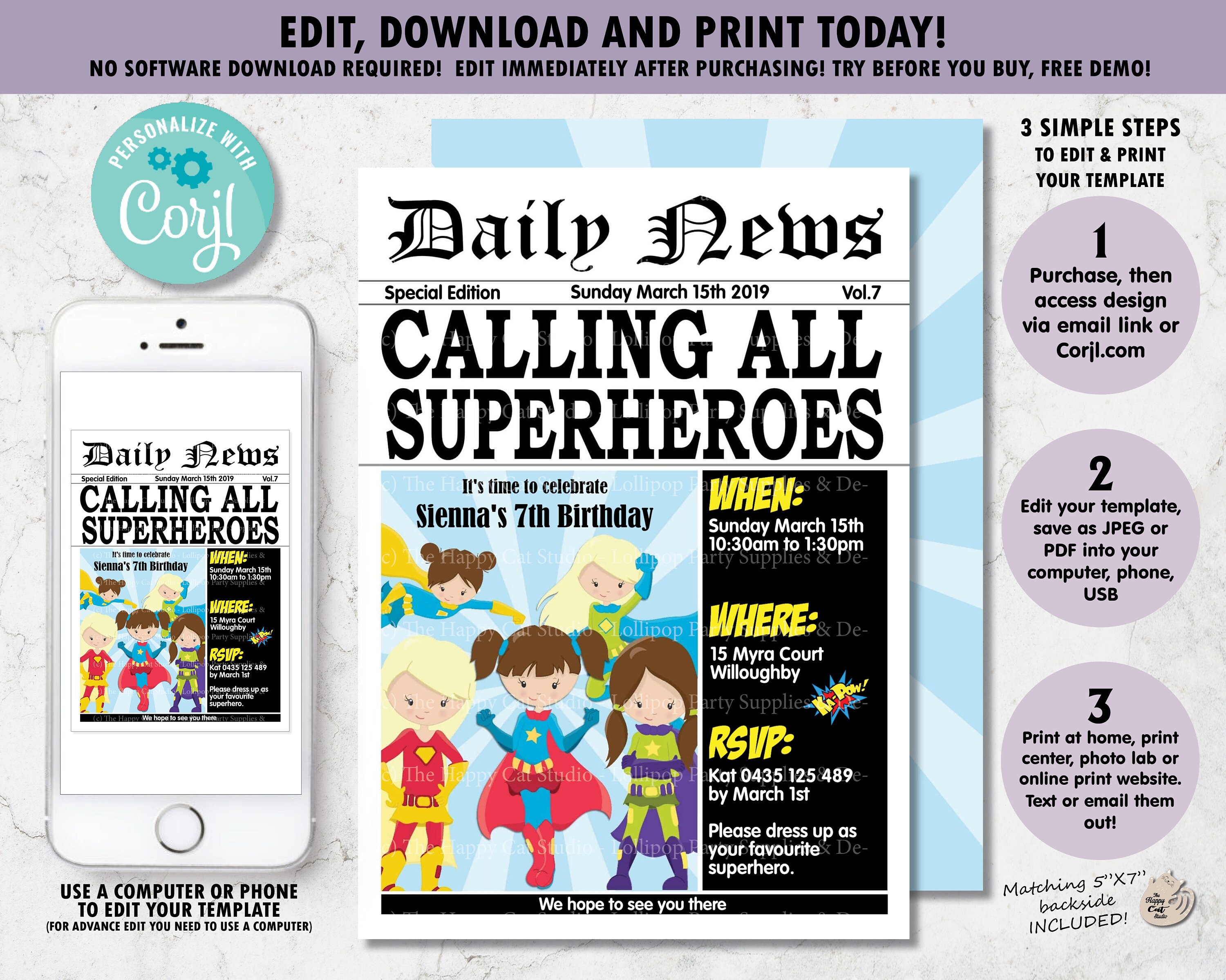 EDITABLE TEMPLATE Superhero Invitation Superhero Printable | Etsy