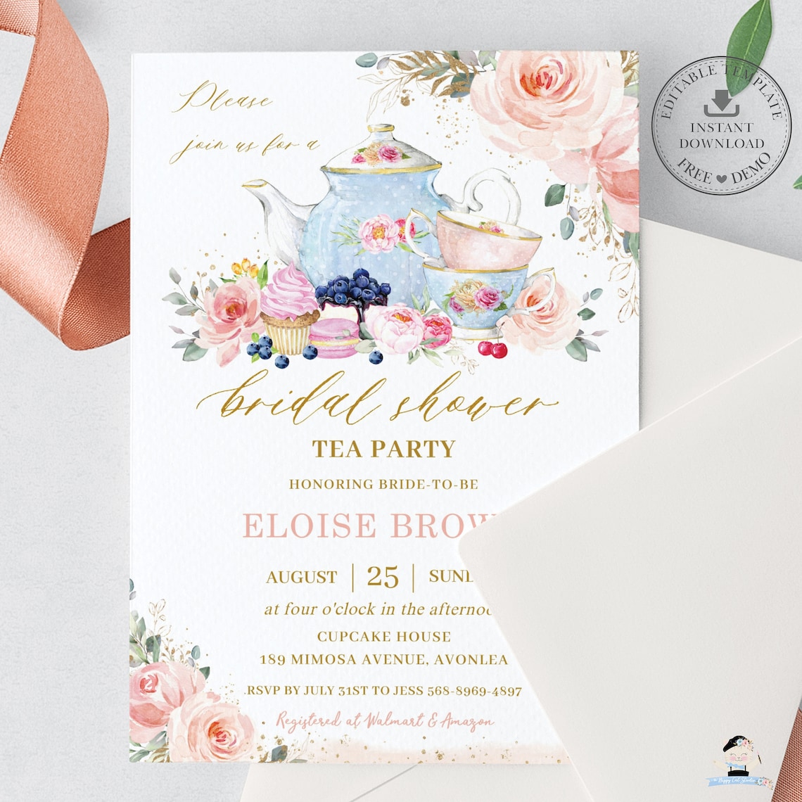 Tea Party Invitation EDITABLE TEMPLATE Instant Download - Etsy Australia