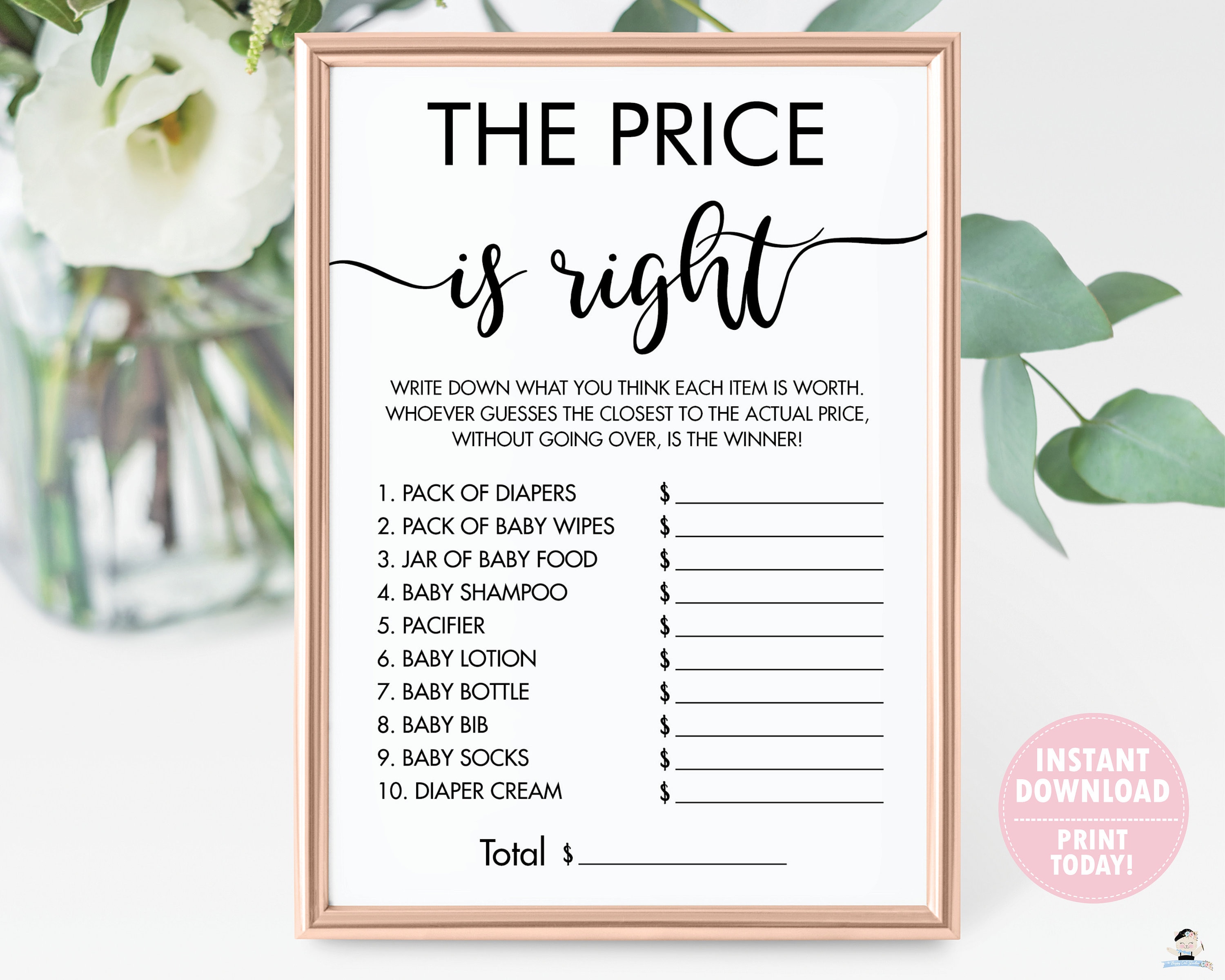 The Price is Right Game The Price is Right Printable Baby | Etsy