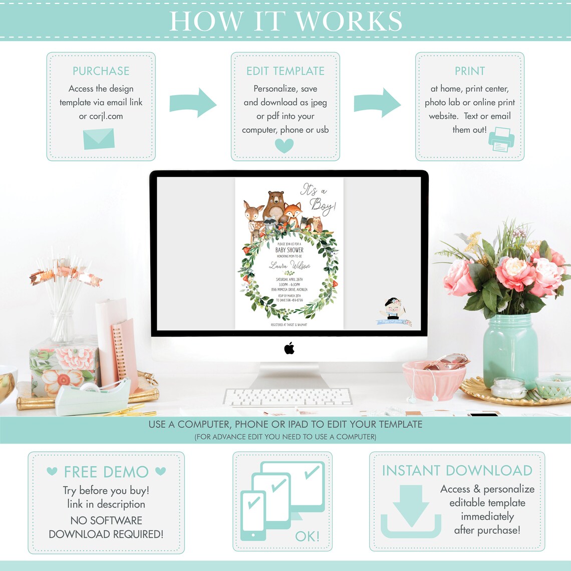 EDITABLE TEMPLATE Australian Animals 2 Circle Tags | Etsy Australia