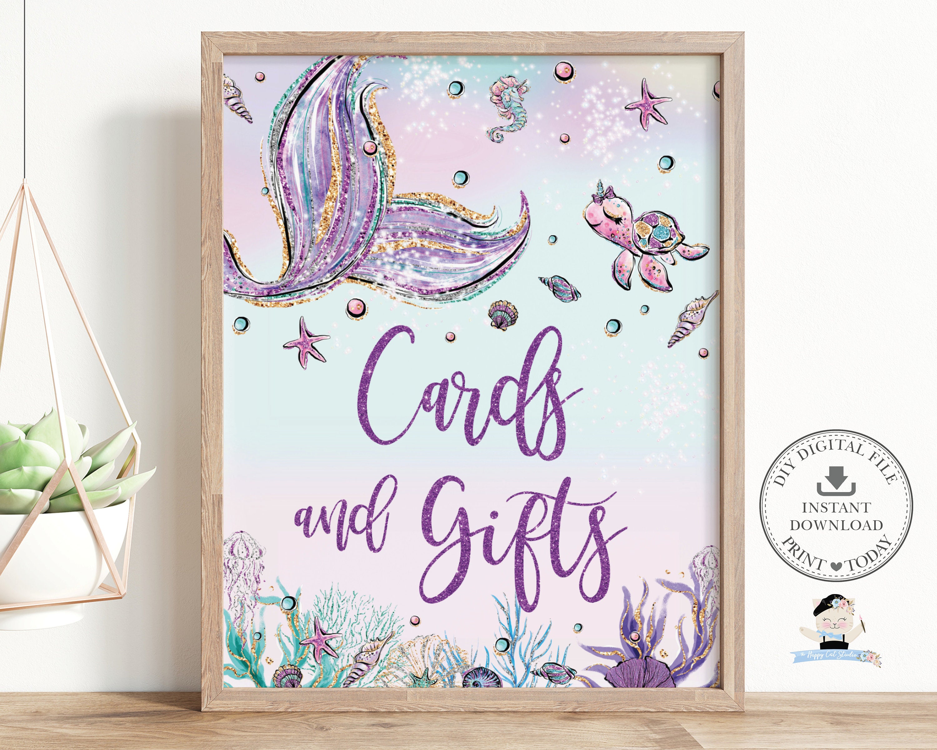 Mermaid Cards and Gifts Sign Printable INSTANT DOWNLOAD - Etsy