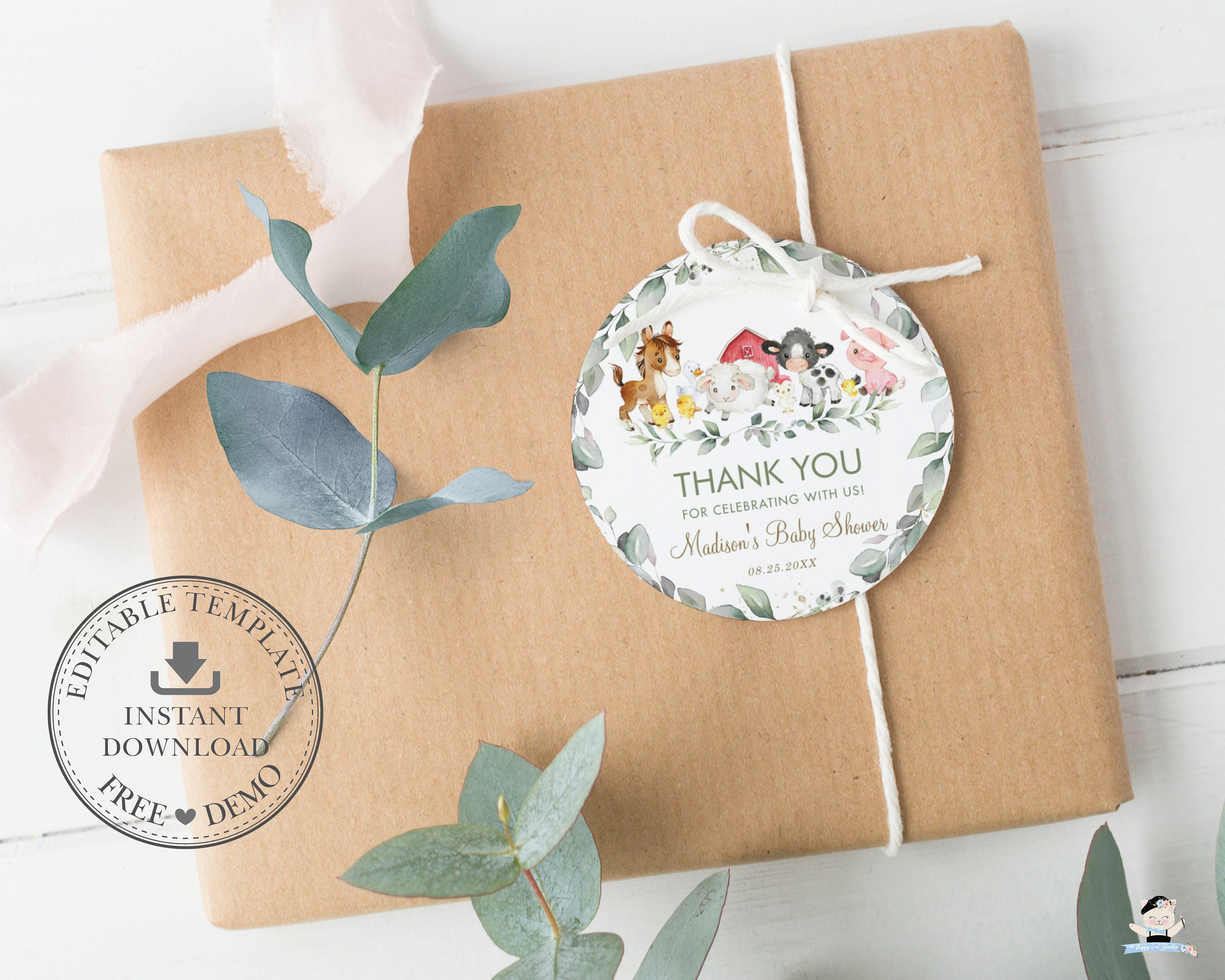 EDITABLE TEMPLATE Farm Animals 2 Circle Tags Barnyard - Etsy Canada