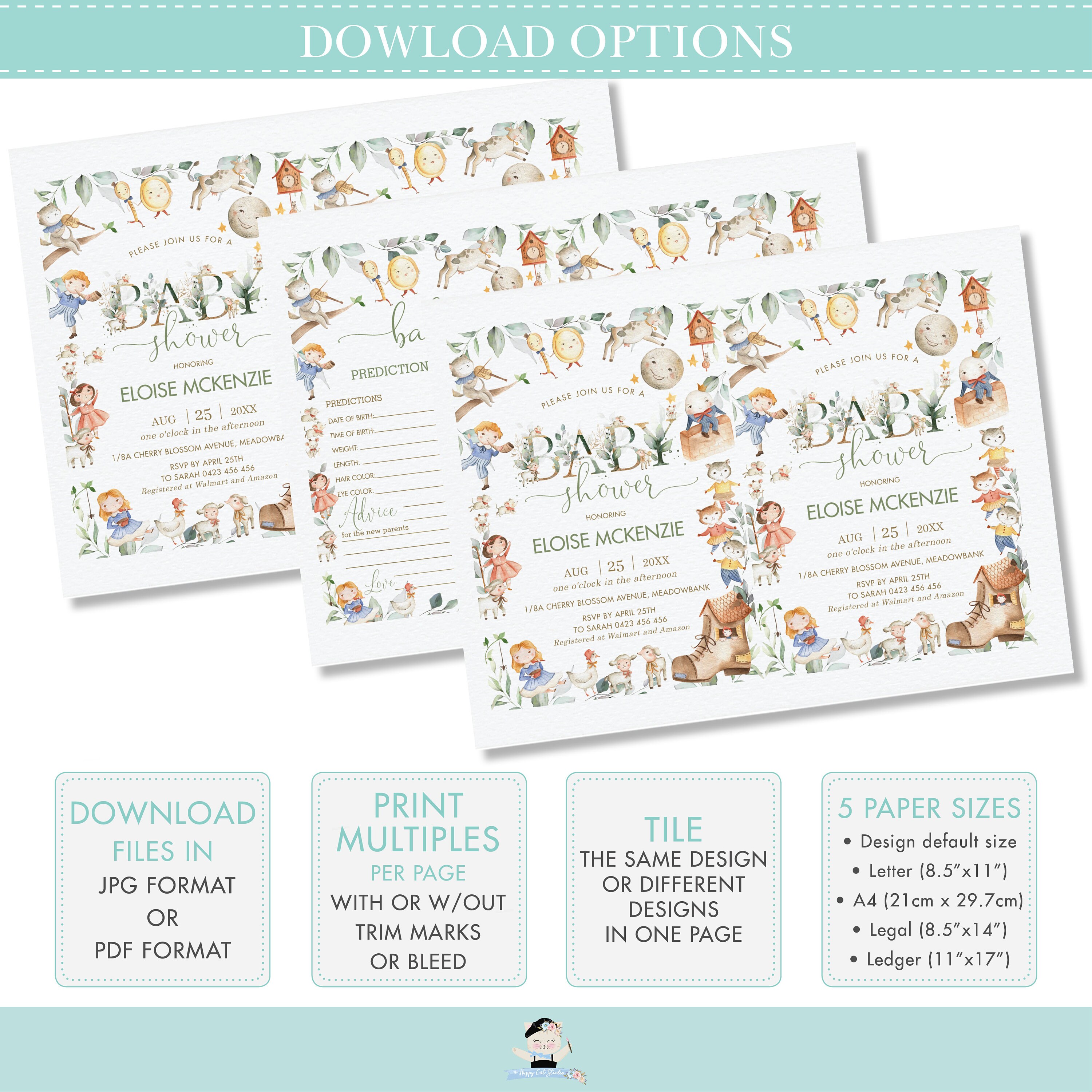 Nursery Rhyme Time Capsule Sign Message Card, EDITABLE TEMPLATE ...