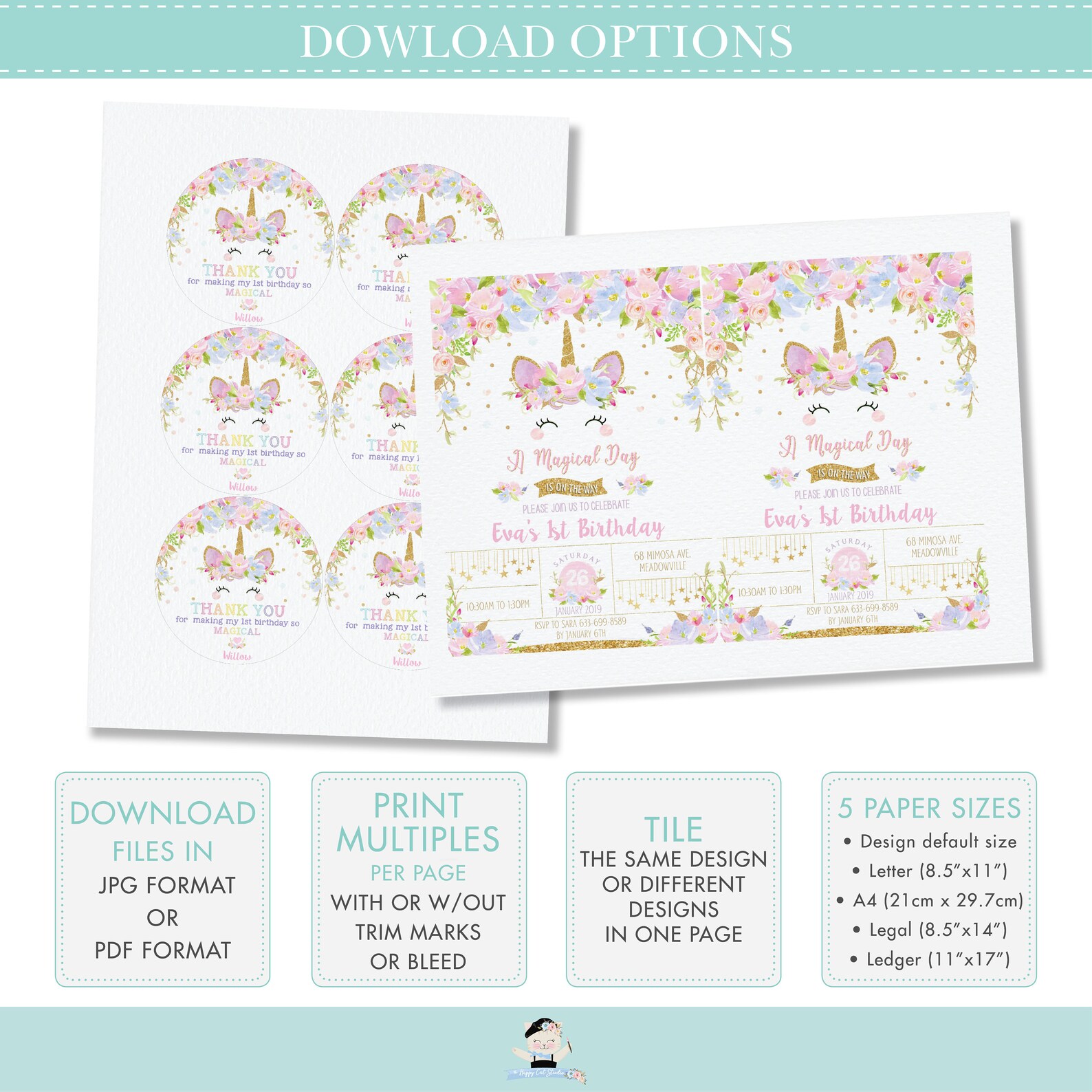 Sweet Pink Blue Floral First Year Photo Collage, EDITABLE TEMPLATE ...