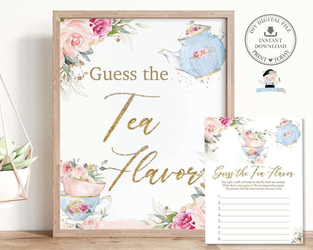 Guess the Tea Flavor Game INSTANT DOWNLOAD Vintage High Tea Party Cups ...