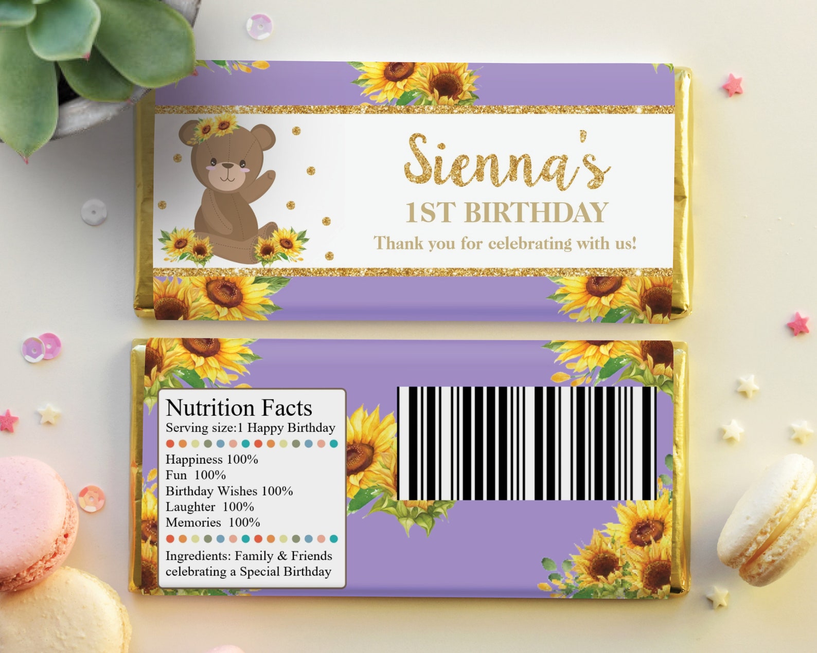 Teddy Bear Chocolate Bar Wrapper, EDITABLE TEMPLATE, Aldi Hersheys ...