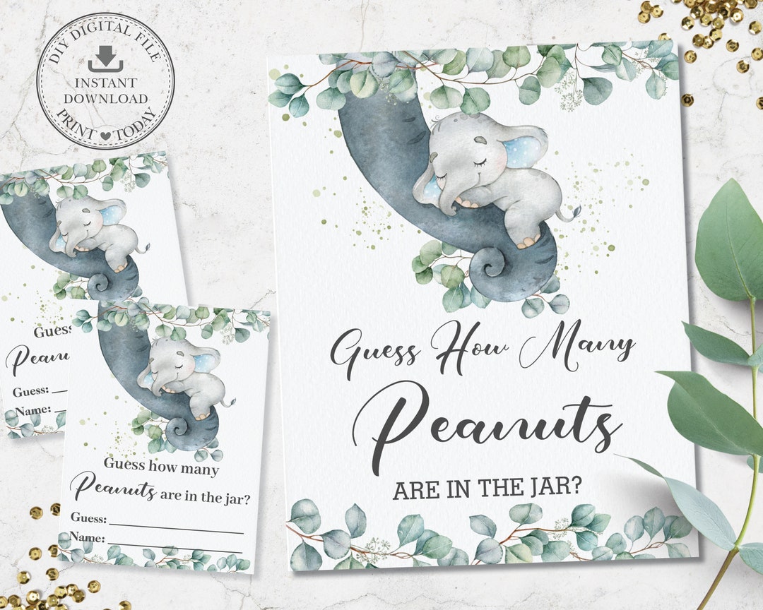 Guess How Many Peanuts Are in the Jar Game, INSTANT DOWNLOAD, Greenery ...