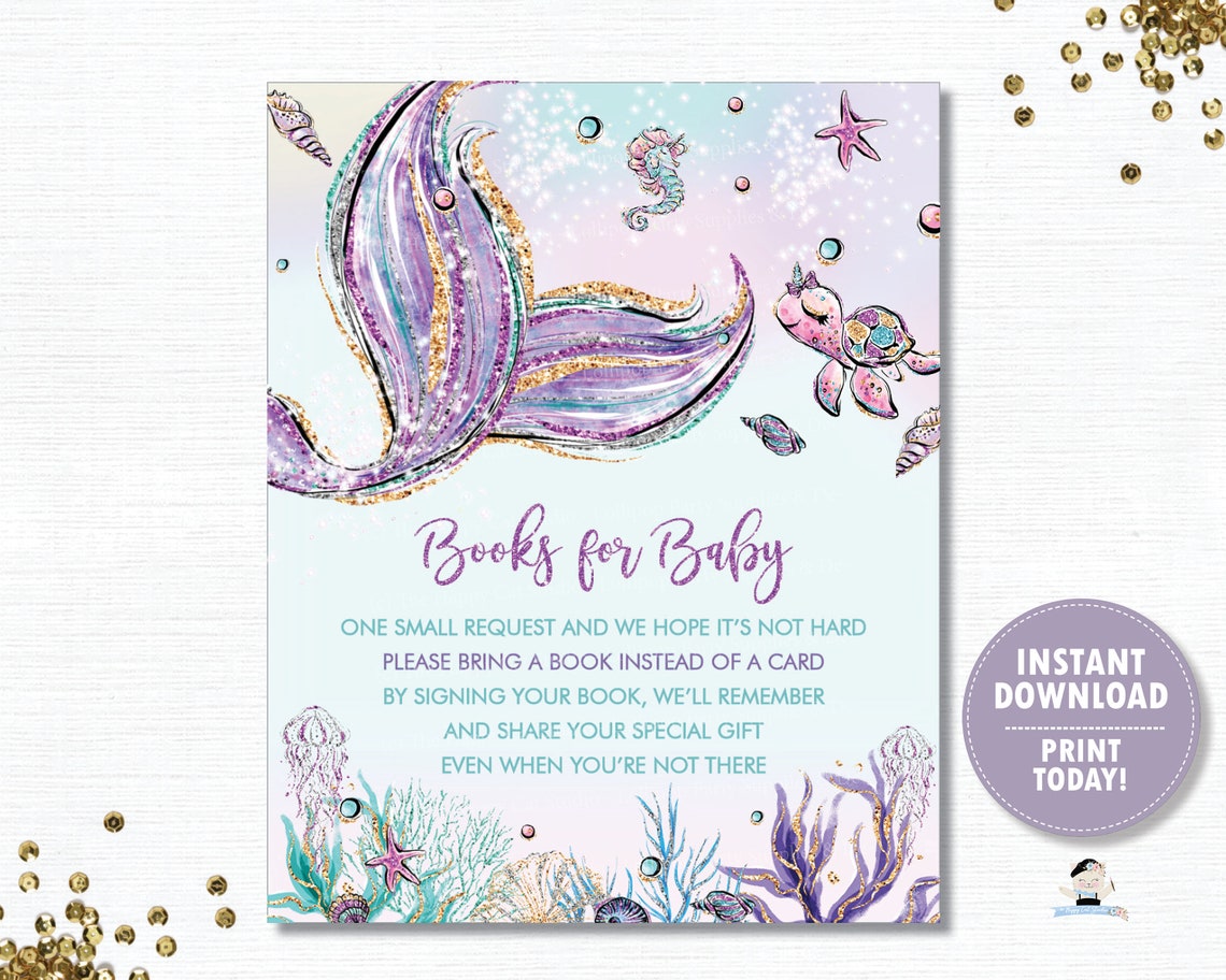 Mermaid Invitation Bundle, Little Mermaid Baby Shower Instant Download ...