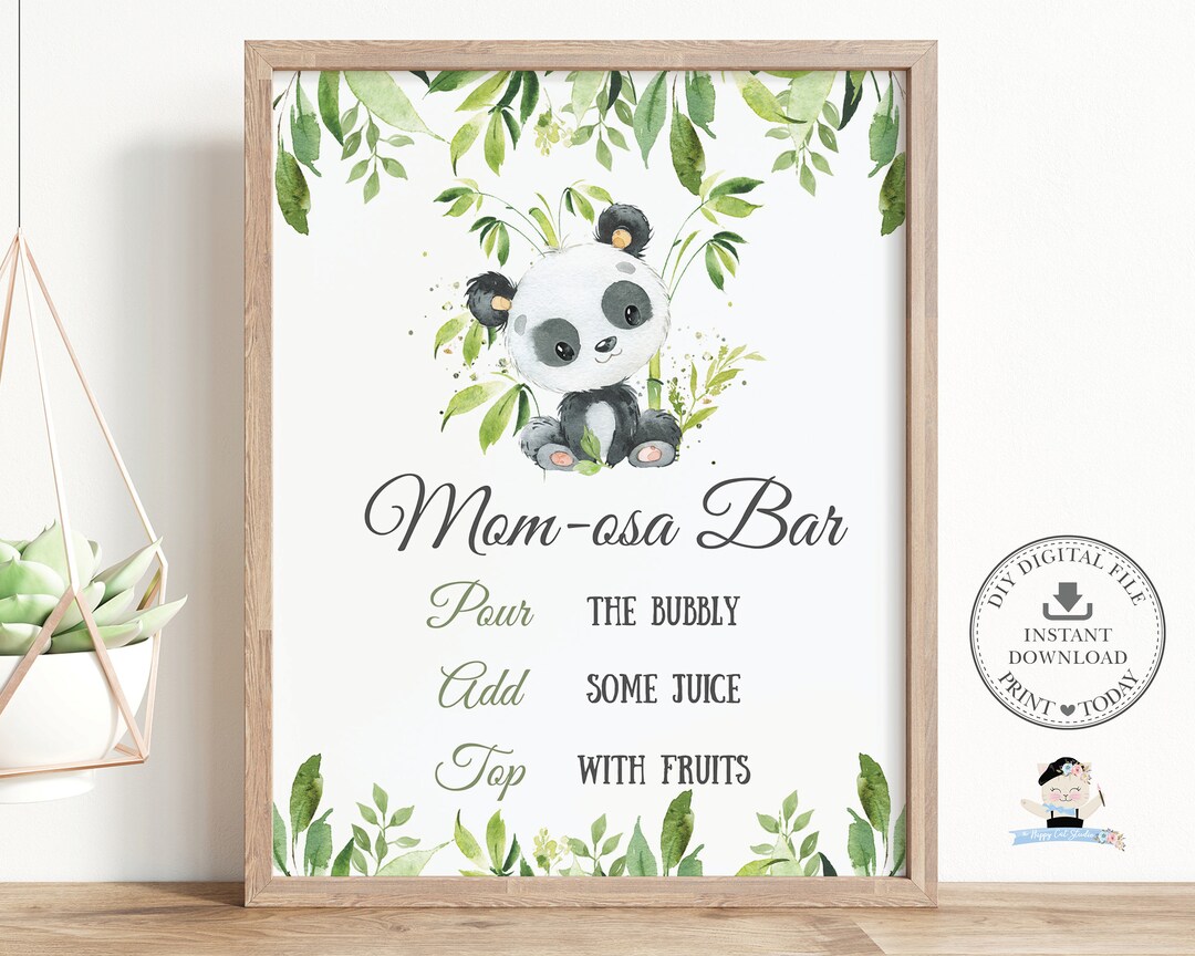 Cute Baby Panda Mom-osa Bar Sign, INSTANT DOWNLOAD, Momosa Mimosa Bar ...