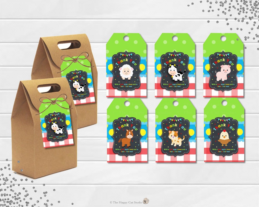 Farm Party Thank You Tags, Favor, Gift Labels, Farm Animals, 1st ...