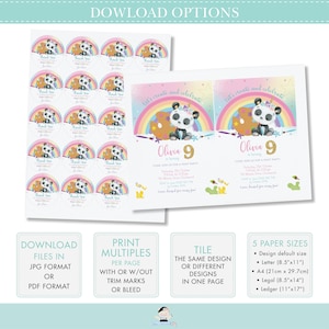 Panda Flag Banner, EDITABLE TEMPLATE, Cute Pandacorn Rainbow Art Paint ...