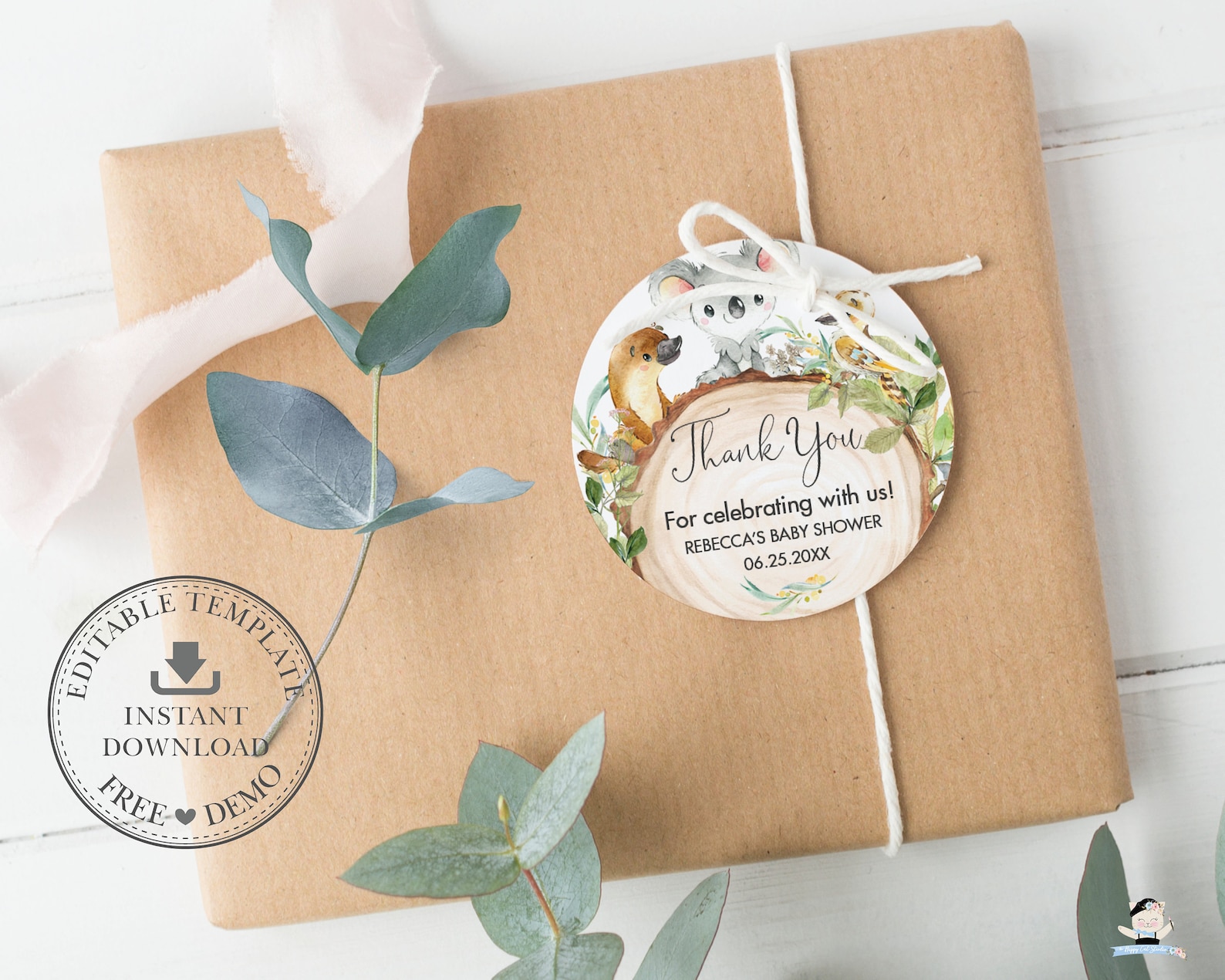 EDITABLE TEMPLATE Australian Animals 2 Circle Tags | Etsy Australia