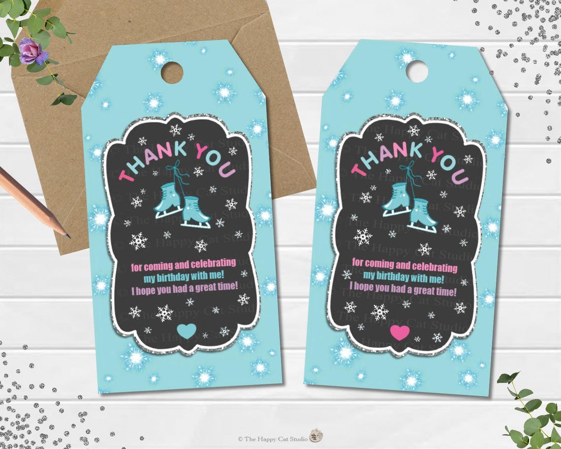 Ice Skating Thank You Tags Favor Gift Labels Ice Skate - Etsy