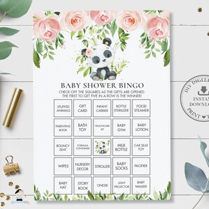 Cute Panda Baby Shower Bingo Game Printable, INSTANT DOWNLOAD, Pre ...