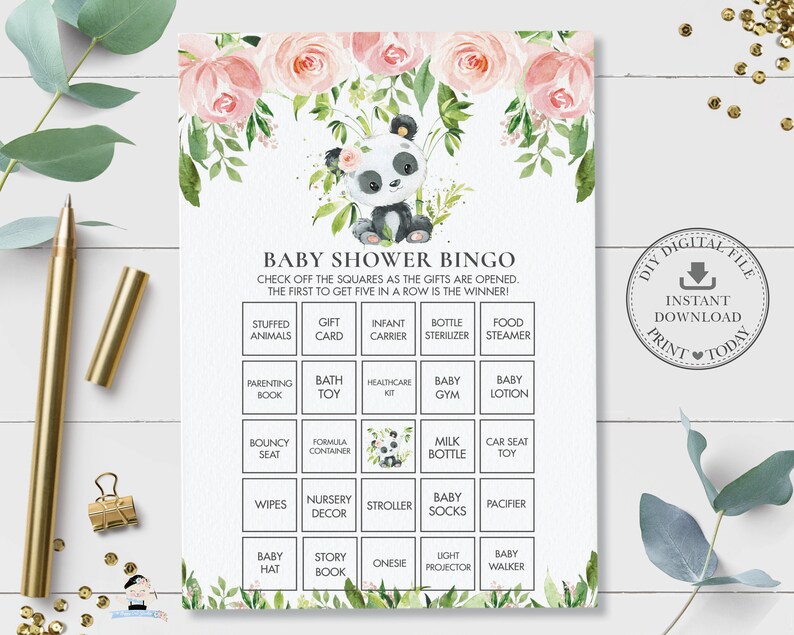 Cute Panda Baby Shower Bingo Game Printable INSTANT DOWNLOAD - Etsy