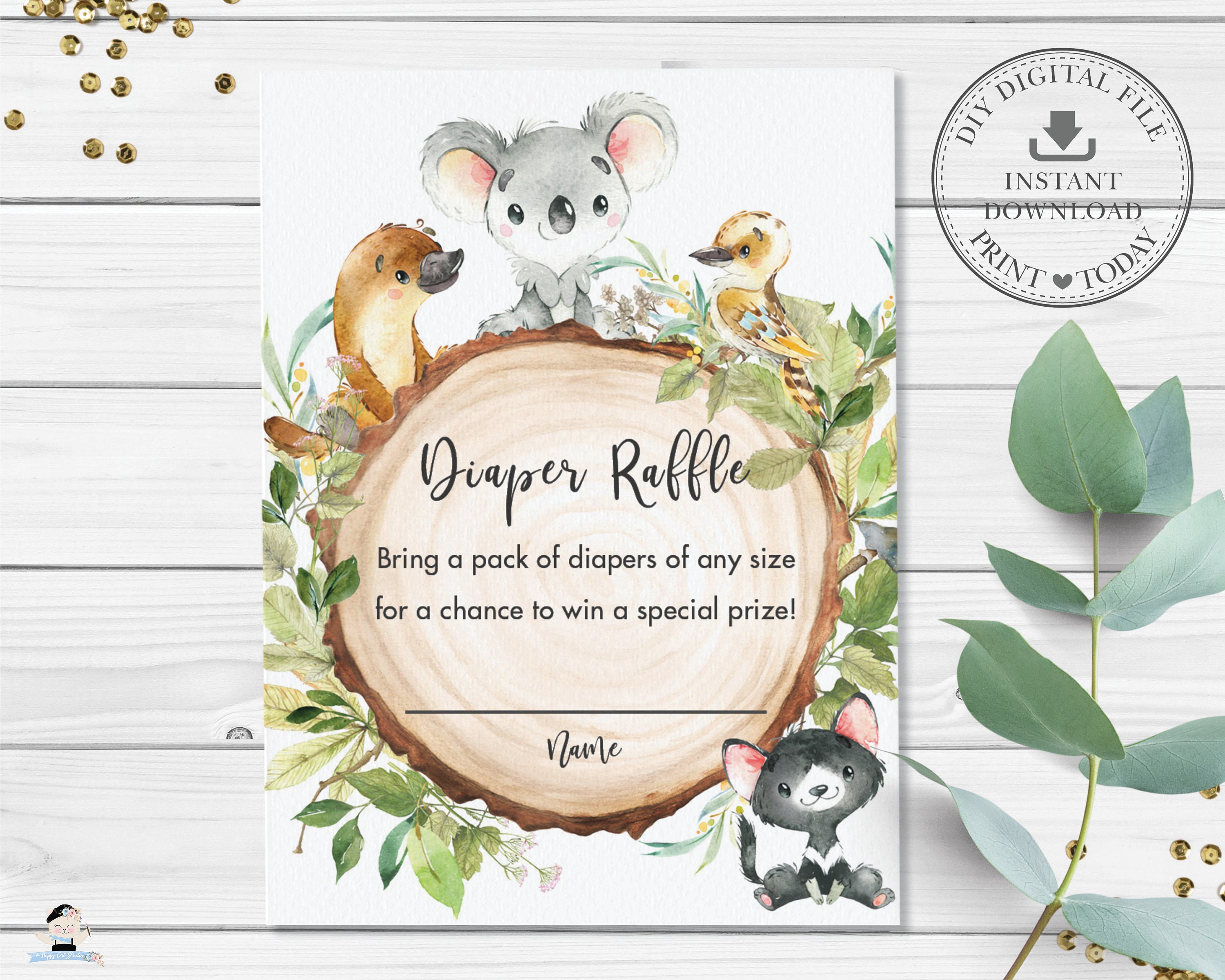 Australian Animals Diaper Raffle Card INSTANT DOWNLOAD - Etsy