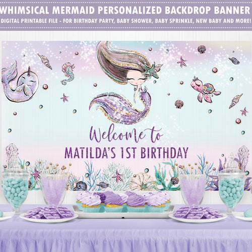 Mermaid Backdrop Banner Mermaid Baby Shower Back Drop Decor - Etsy