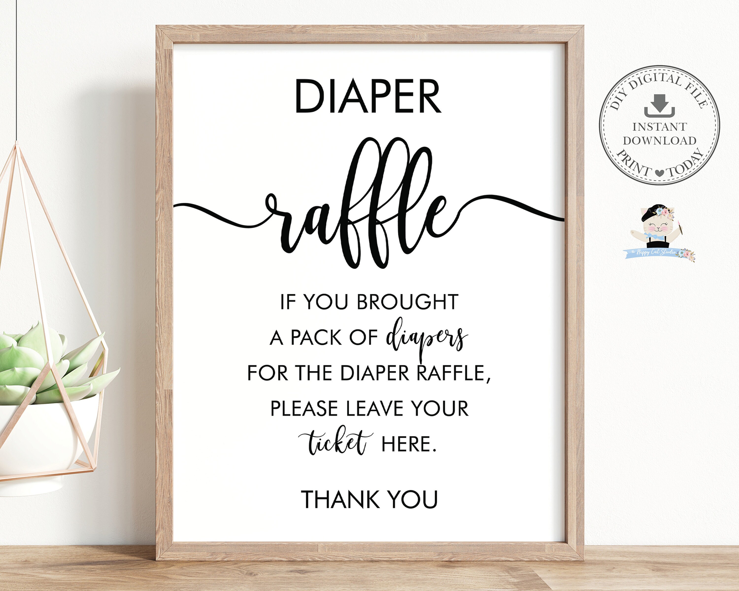 Diaper Raffle Sign Printable Diaper Ticket Card Kraft Gender | Etsy