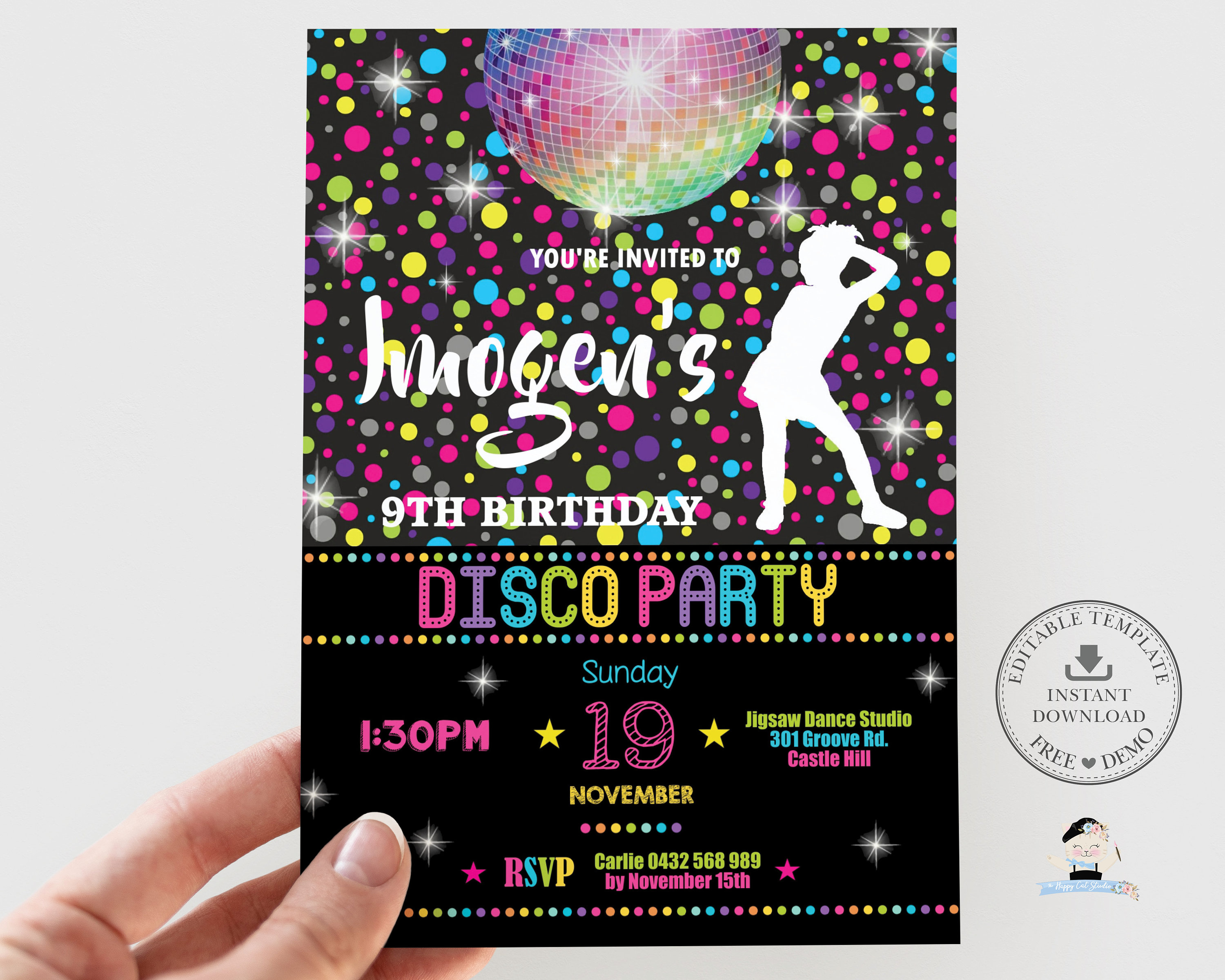 DP2 Disco Party VIP Pass Digital Instant EDITABLE TEMPLATE Dance Party ...