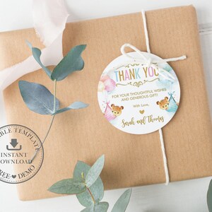 EDITABLE TEMPLATE Cute Twin Teddy Bears 2" Circle Tags, Twins Boy Girl ...