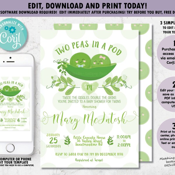 Pea in a Pod Invite - Etsy