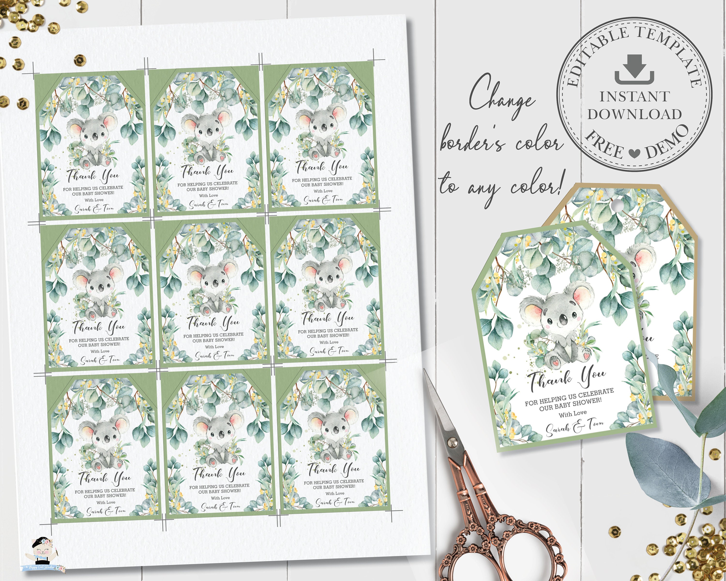 Invitations & Announcements Australian Thank you Tags Koala gift tags ...