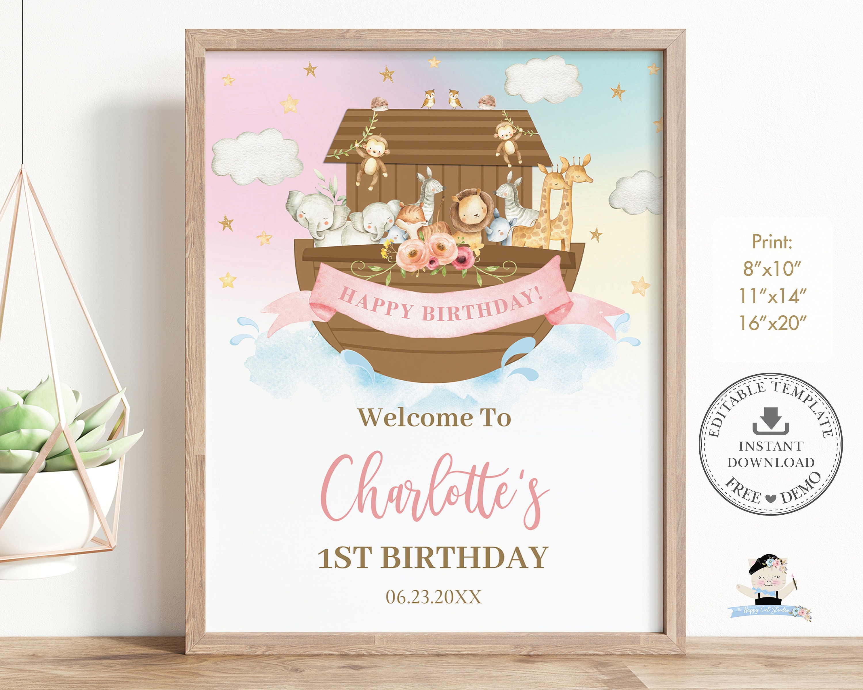 Noah's Ark Welcome Sign EDITABLE TEMPLATE Chic Rainbow - Etsy