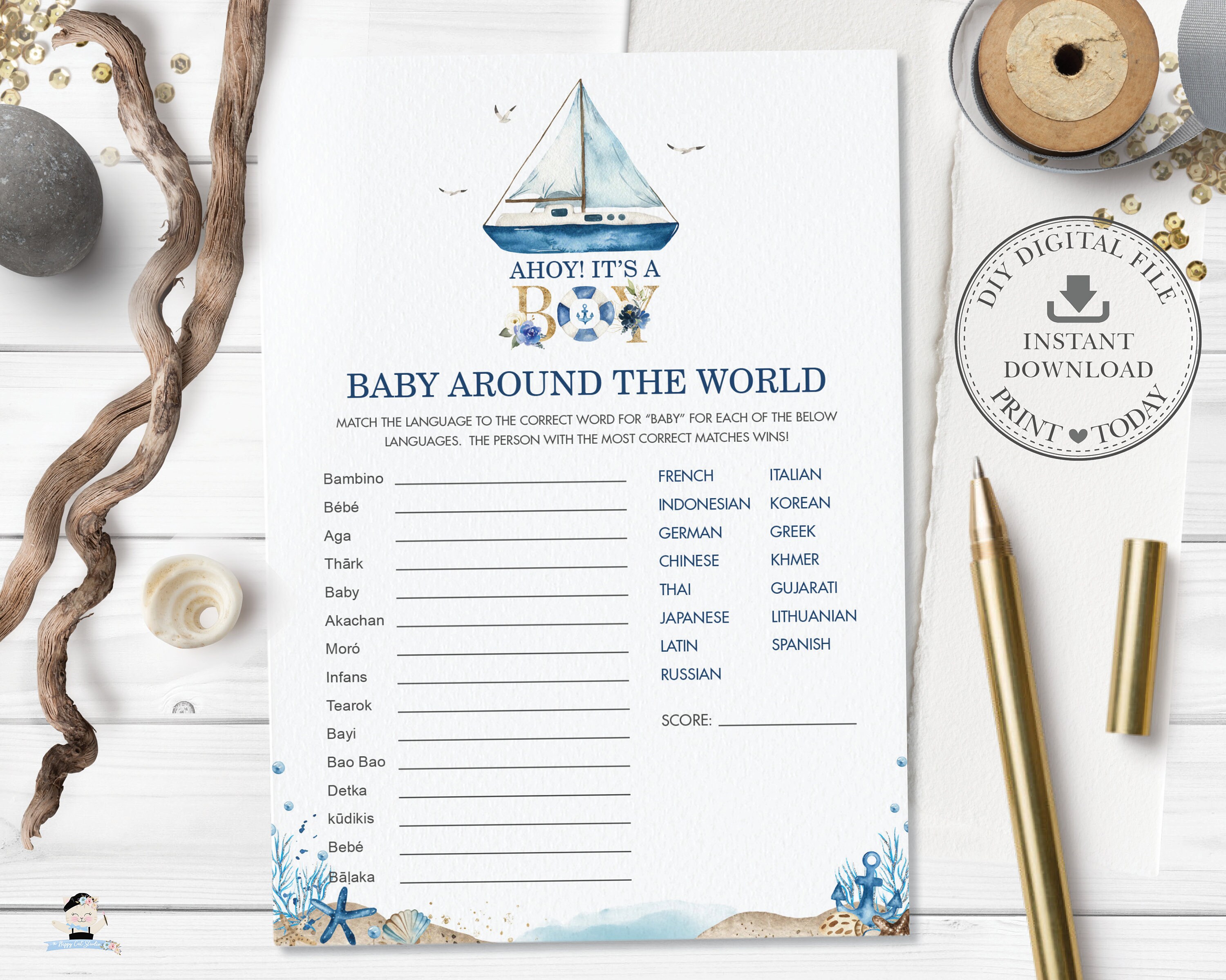 Nautical Baby Shower Game Bundle INSTANT DOWNLOAD Ahoy - Etsy