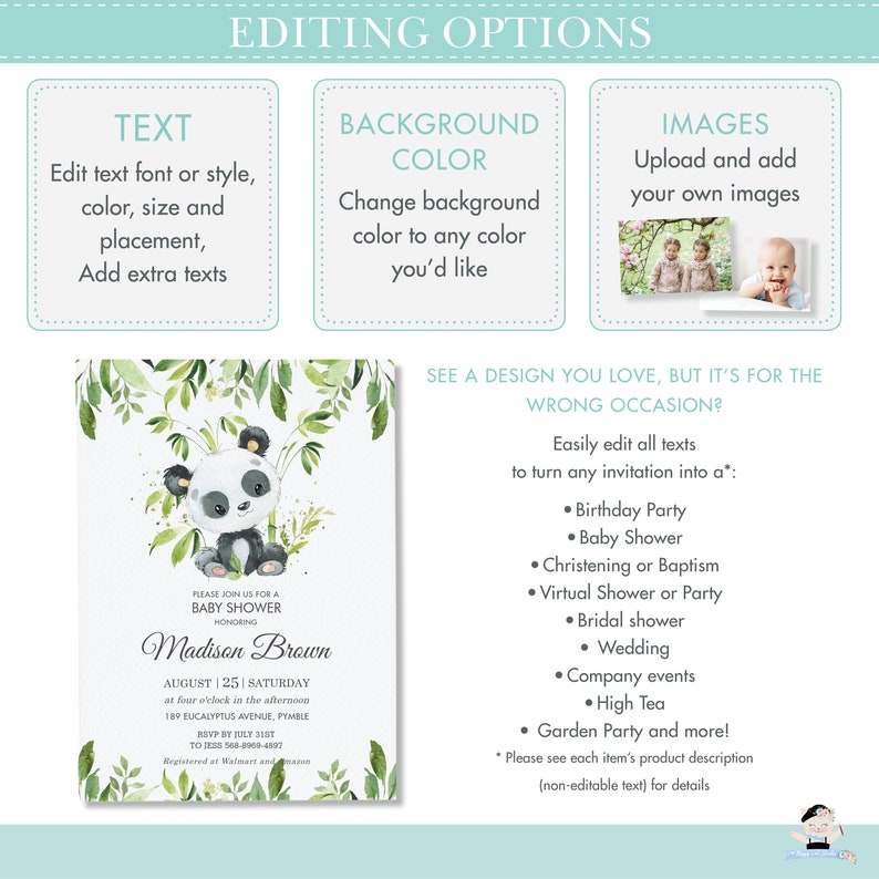 Panda Welcome Sign EDITABLE TEMPLATE Diy Pink Floral - Etsy