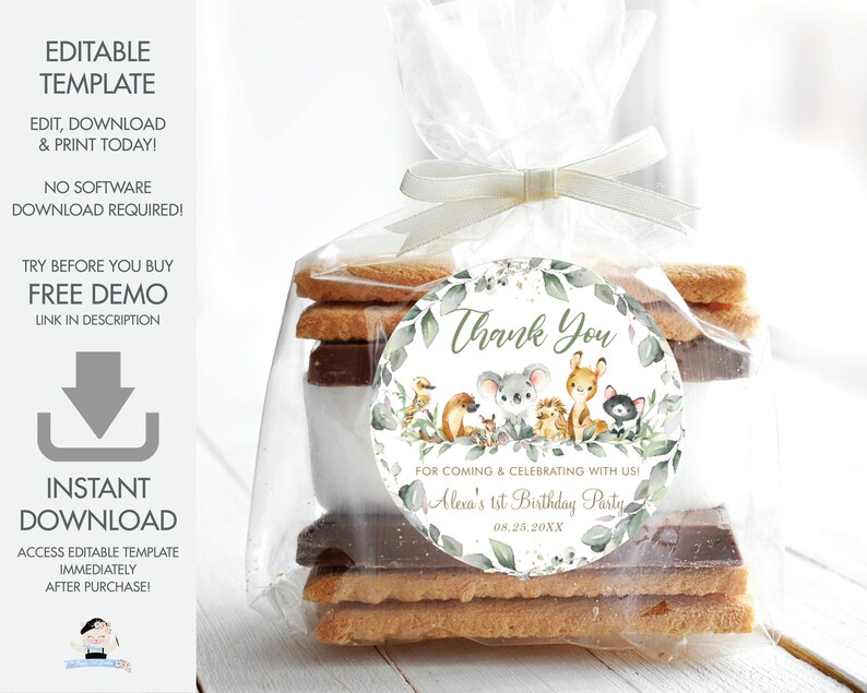 EDITABLE TEMPLATE Australian Animals 2 Circle Tags | Etsy