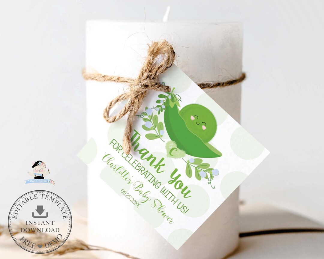 Cute Little Sweet Pea in a Pod Square Thank You Favor Tags EDITABLE ...