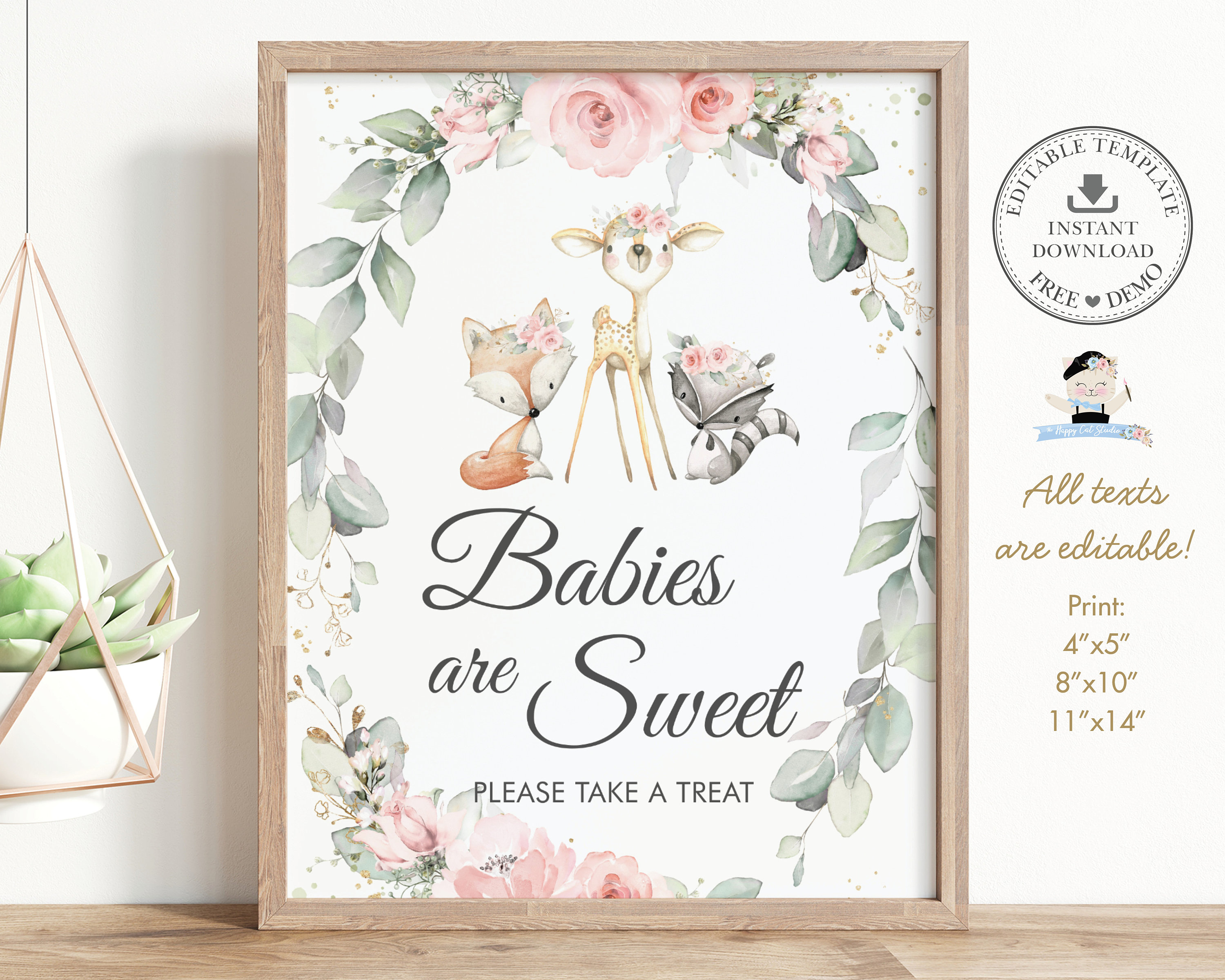 Woodland Table Sign Bundle EDITABLE TEMPLATE Pink Floral - Etsy Australia