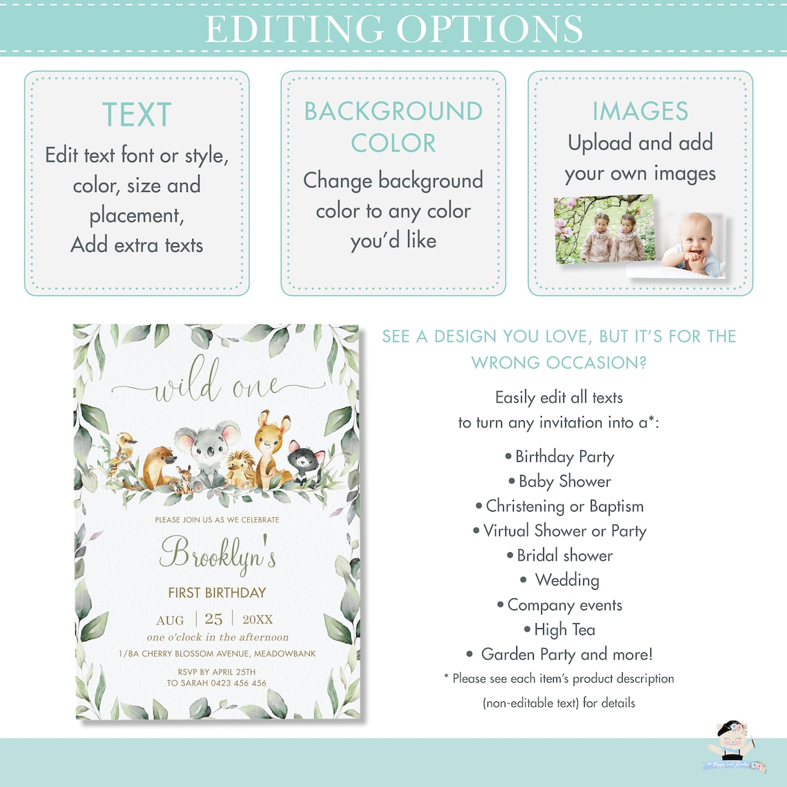 EDITABLE TEMPLATE Australian Animals 2" Circle Tags, Greenery Thank You ...