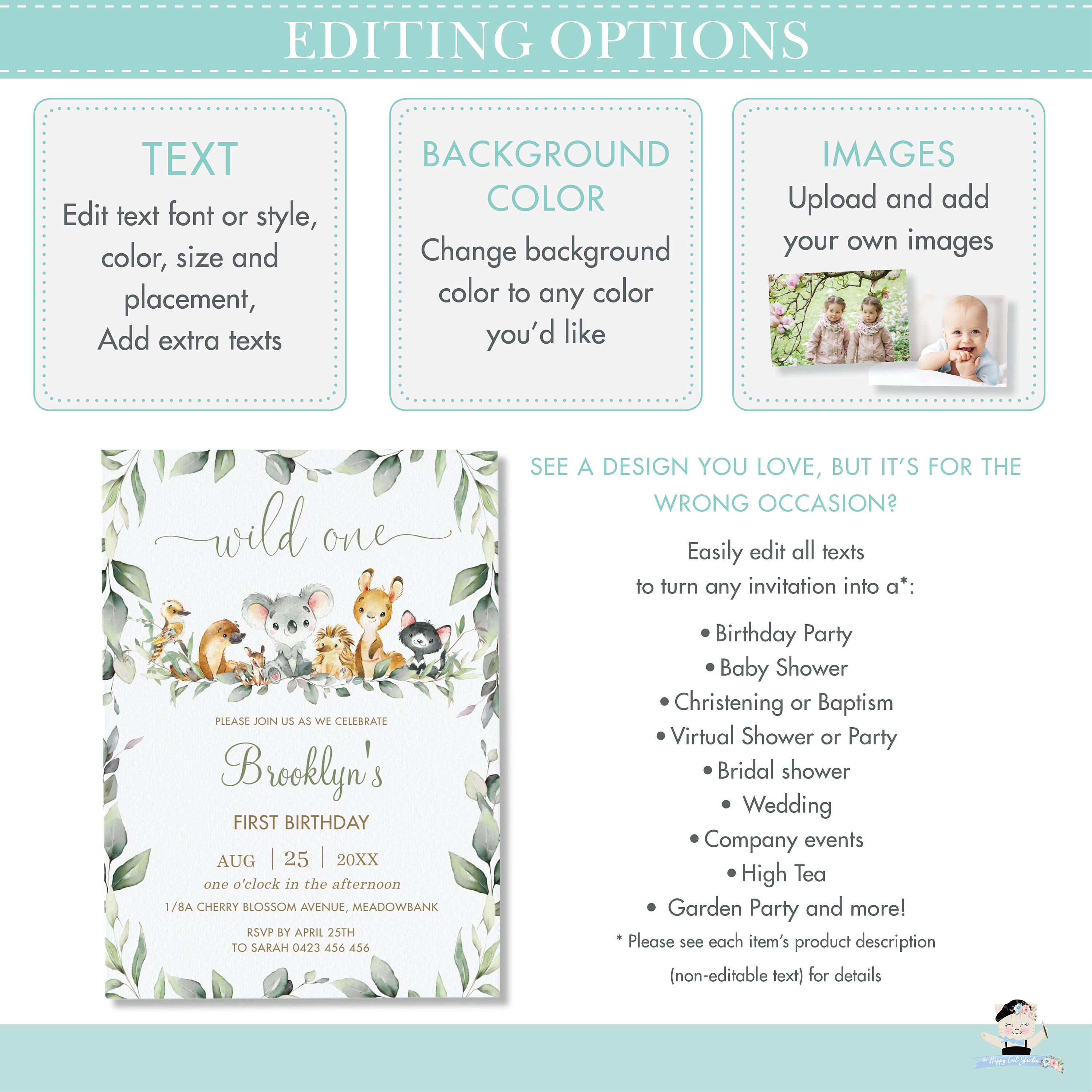 EDITABLE TEMPLATE Australian Animals 2 Circle Tags | Etsy