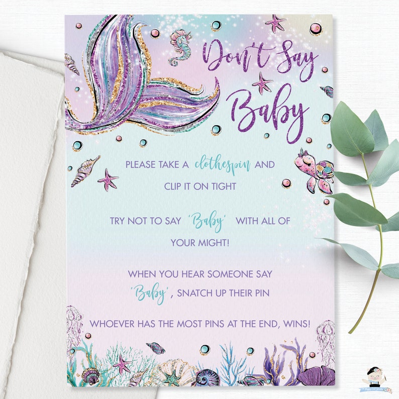Mermaid Don't Say Baby Game Sign Mermaid Tail Baby Shower | Etsy