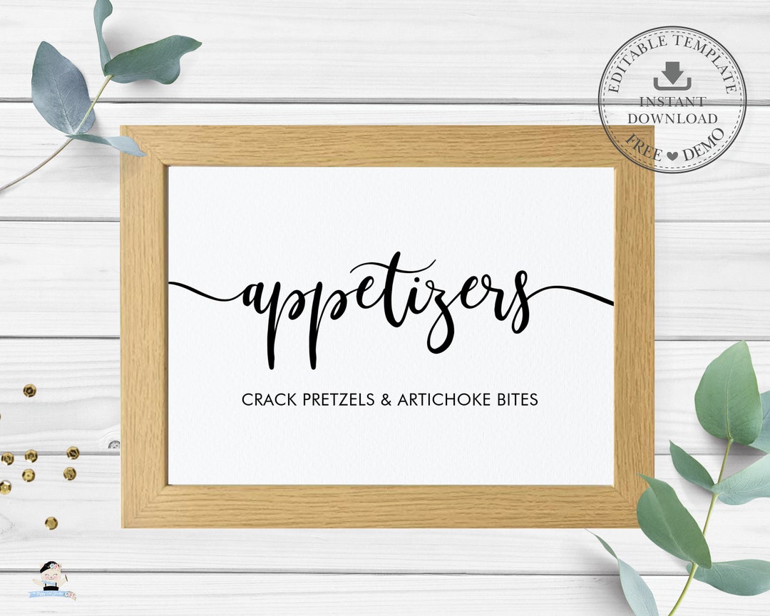 Modern Minimalist Typography Appetizers Sign, EDITABLE TEMPLATE, Baby ...