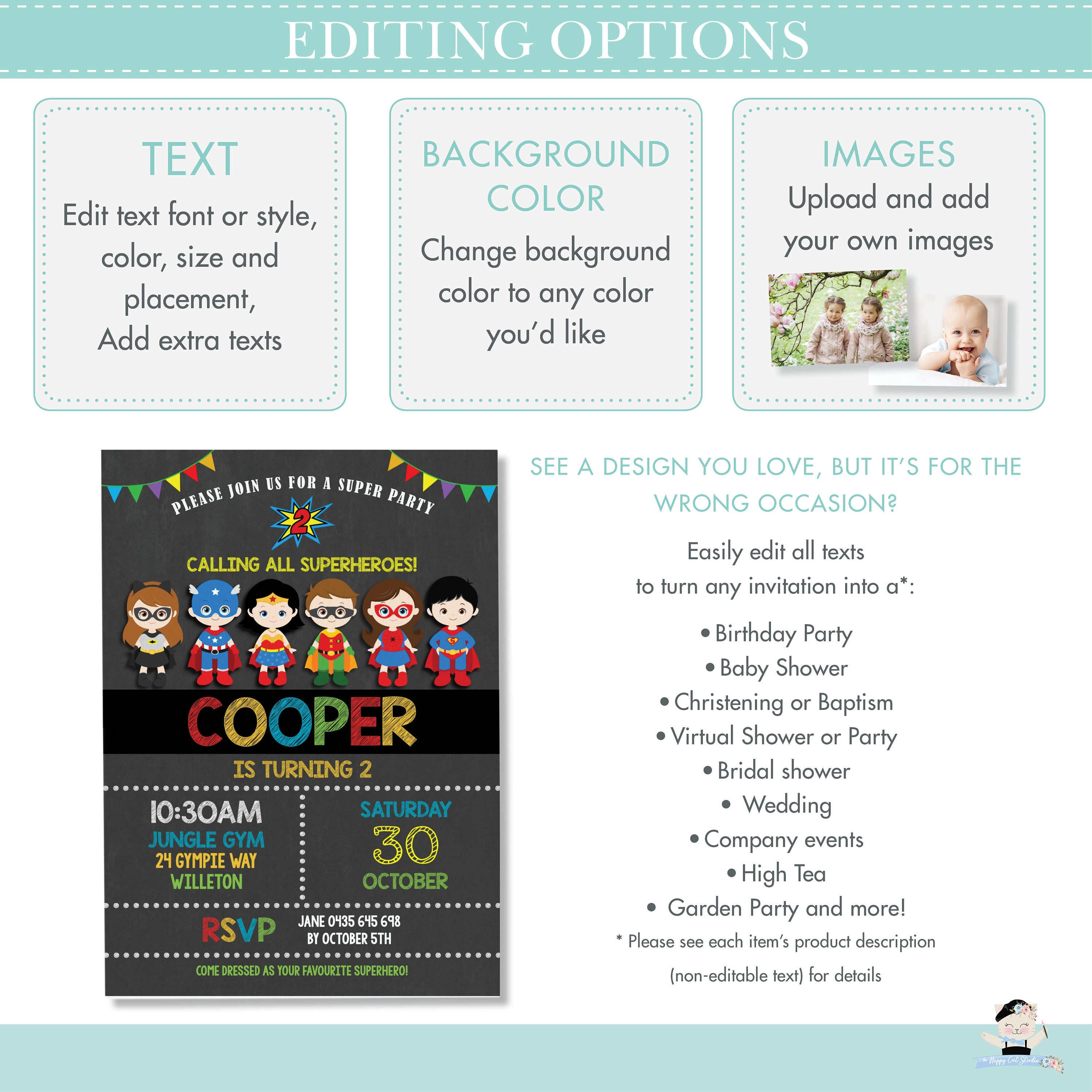 Superhero Invitation EDITABLE TEMPLATE Instant Download - Etsy