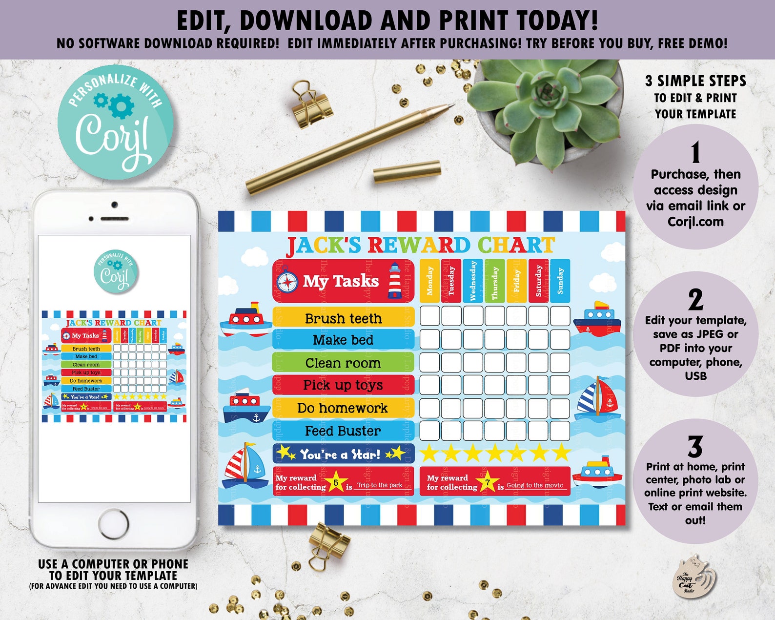 EDITABLE TEMPLATE Boats Reward Chart Ships Chore Chart - Etsy Australia