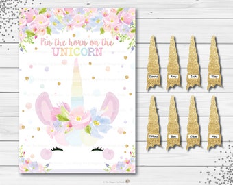 Pin the Horn on the Unicorn Game PRINTABLE INSTANT DOWNLOAD - Etsy