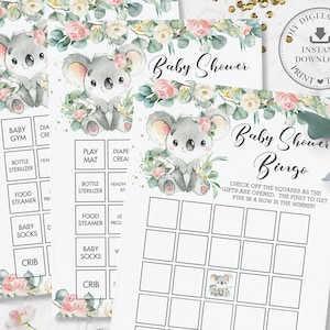 Koala Baby Shower Bingo Game, Pre-filled Blank Cards, Australian ...