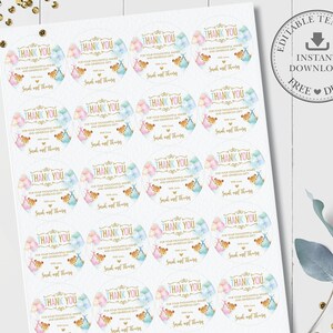 EDITABLE TEMPLATE Cute Twin Teddy Bears 2" Circle Tags, Twins Boy Girl ...