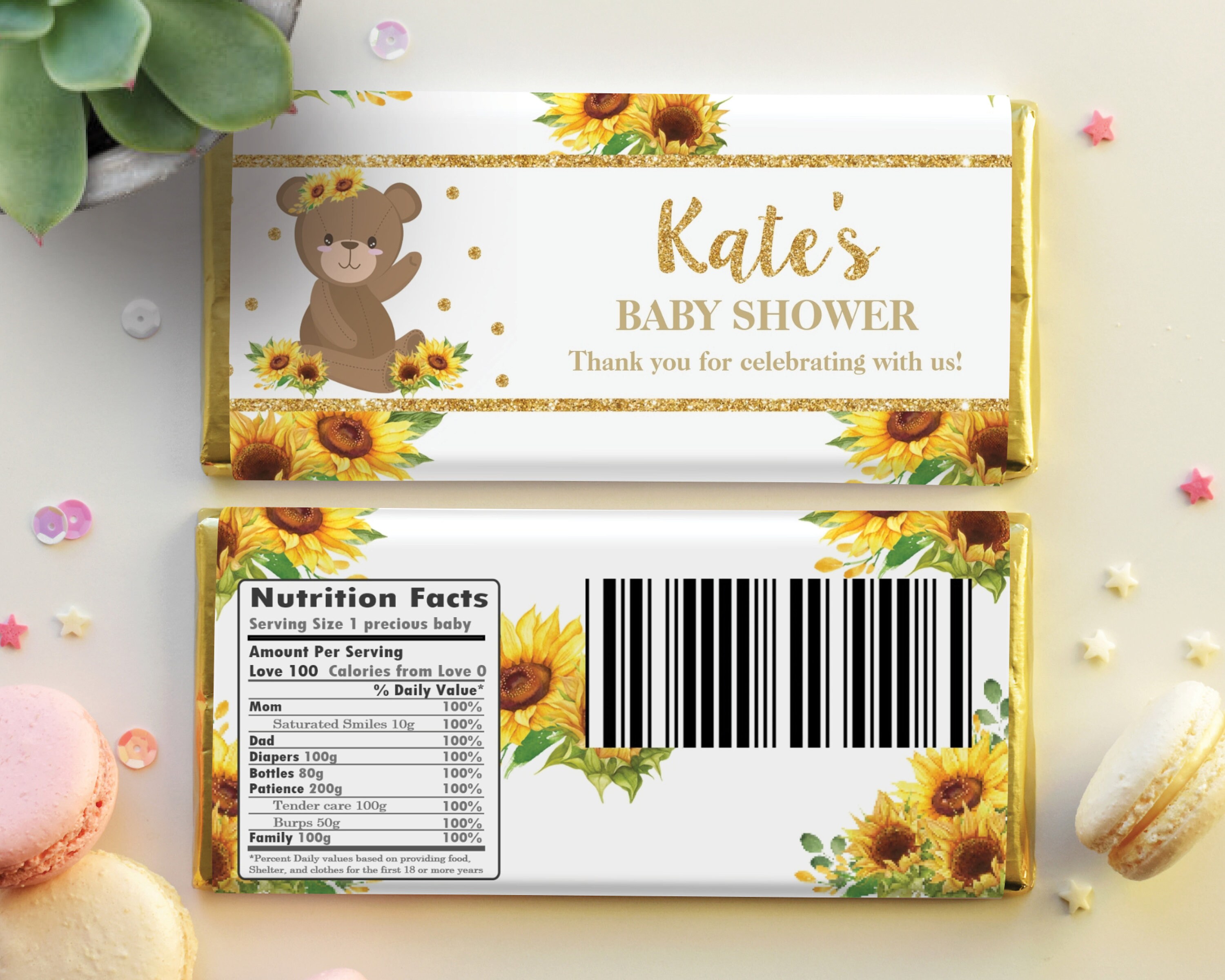 Teddy Bear Chocolate Bar Wrapper, EDITABLE TEMPLATE, Aldi Hersheys ...