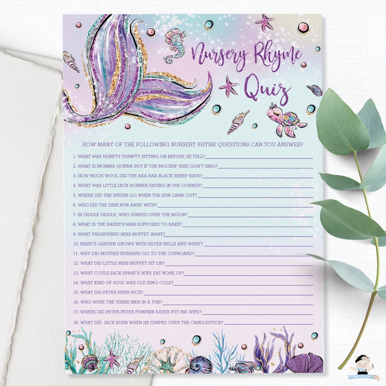 Mermaid Nursery Rhyme Song Game Quiz Girl Mermaid Tail Baby - Etsy