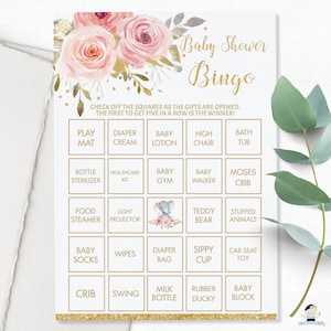 Elephant Baby Shower Bingo Game, Pre-filled and Blank Cards, Fun Baby ...