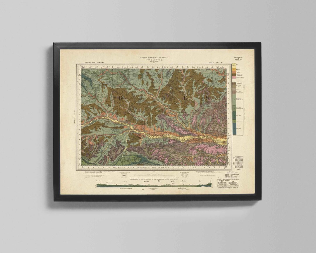 Map of Hungerford } old Geological Chart - Etsy