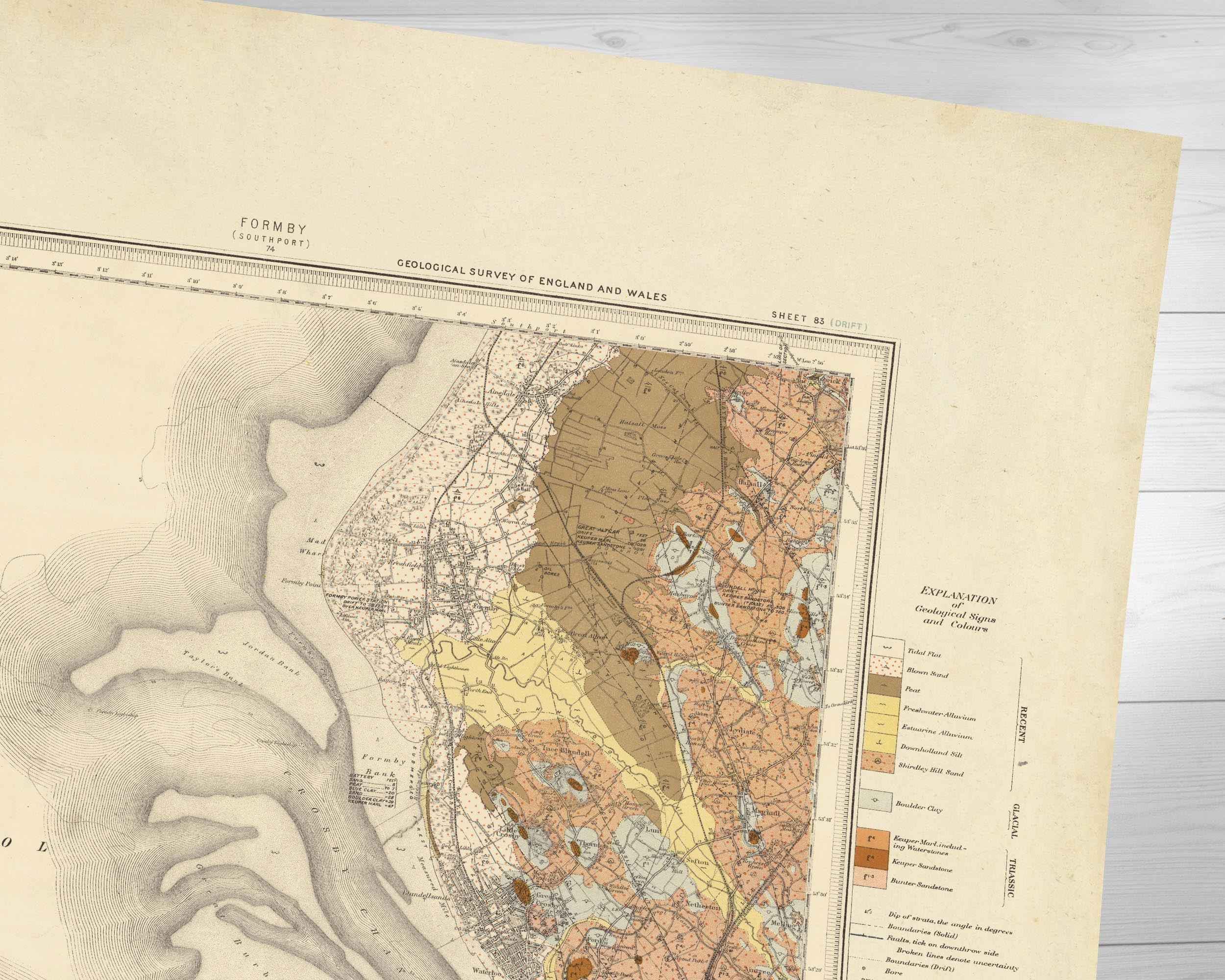 Map of Formby } old Geological Chart - Etsy