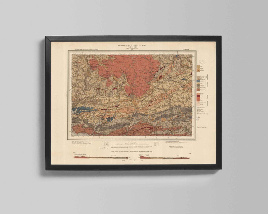 Map of Ivybridge } old Geological Chart - Etsy