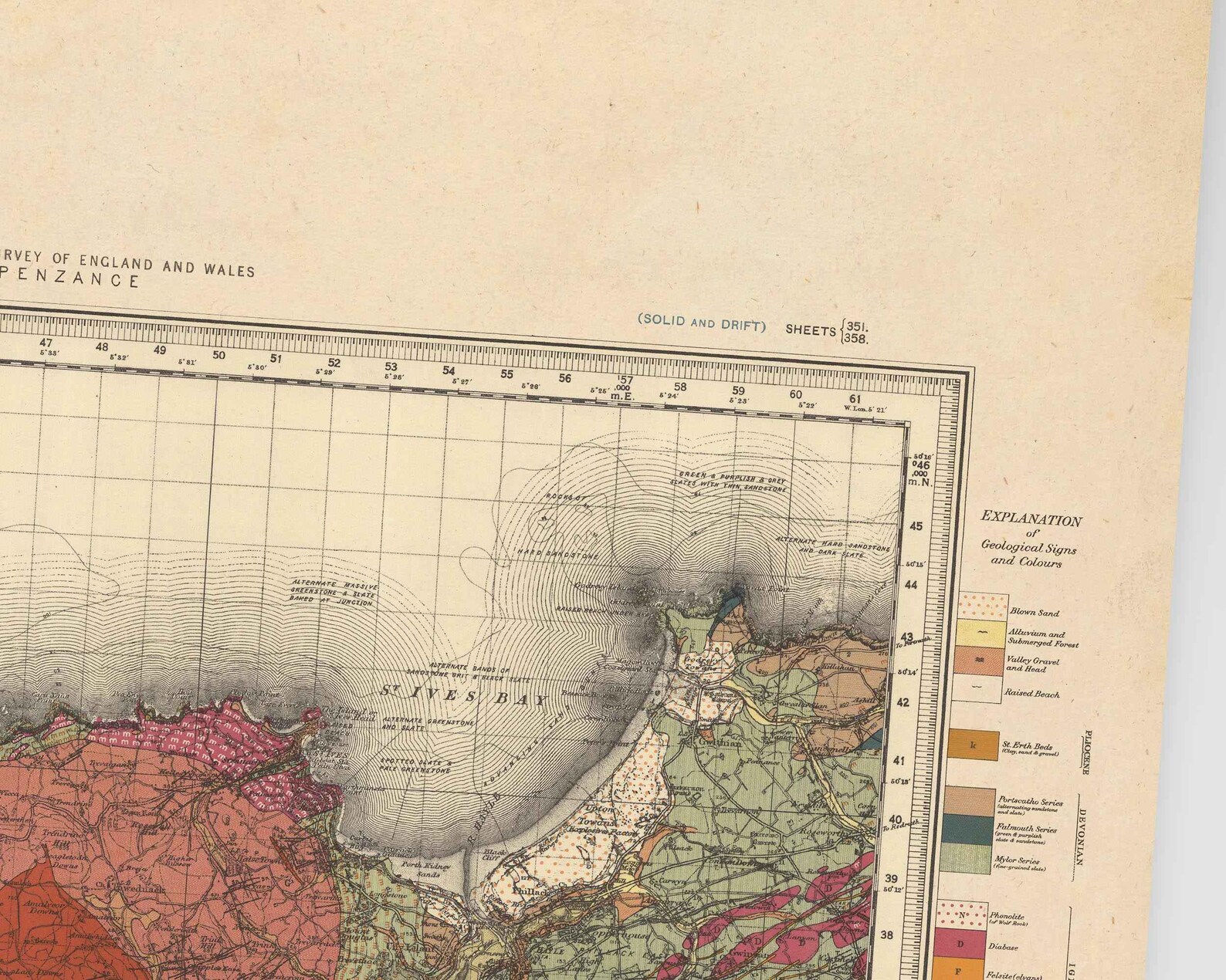 Map of Penzance } old Geological Chart - Etsy Canada