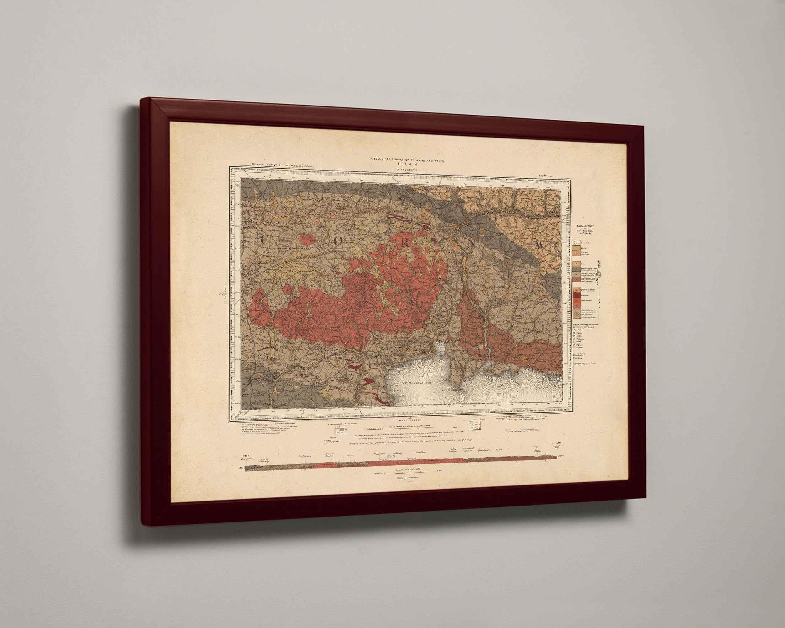 Map of Bodmin } old Geological Chart - Etsy