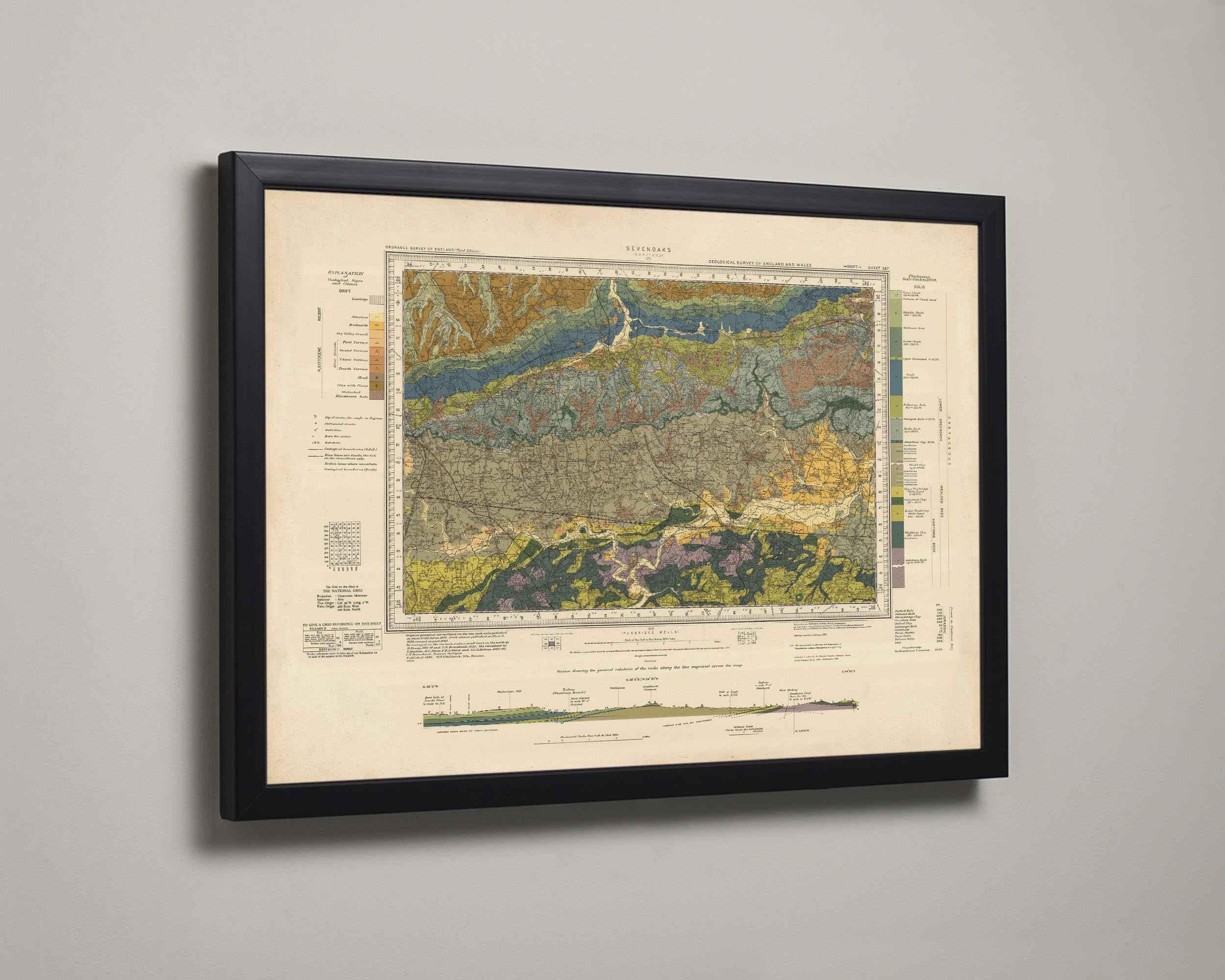 Map of Sevenoaks } old Geological Chart - Etsy Canada